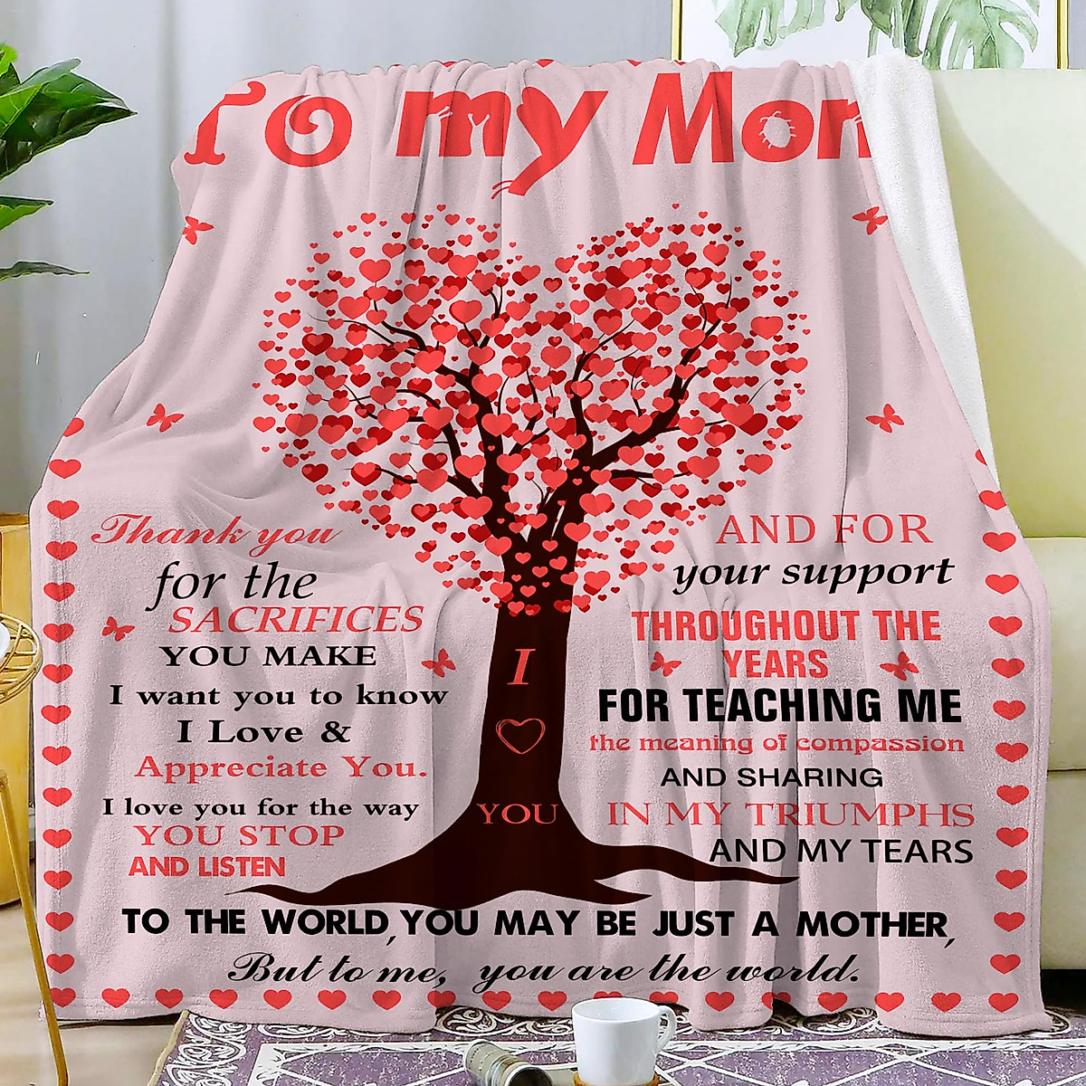 Mom Blanket from Daughter Son Mom Gifts I Love You Mom Blanket Birthday Gifts for Mothers Soft Cozy Warmer Fuzzy Bed Throw Blanket for Birthday Mothers Day Christmas 50"X40"