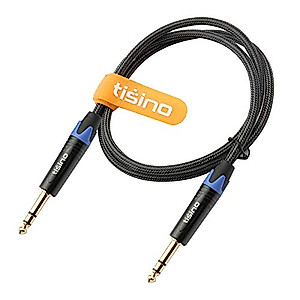 tisino 1/4 inch TRS Cable, Quarter inch 1/4 TRS to TRS Balanced Stereo Audio Cable Male to Male Pro Interconnect Cable, Nylon Braid - 3 FT