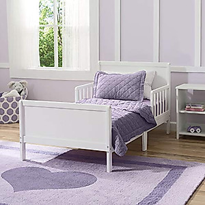 Delta Children Fancy Toddler Bed, Bianca + Delta Children Twinkle Galaxy Dual Sided Recycled Fiber Core Crib and Toddler Mattress (Bundle)