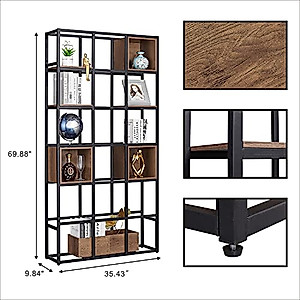 SAtcop Sleek Black Bookshelf Featuring MDF Screen Design and Steel Handles, Size: 35.43''x69.88'' for Home & Office