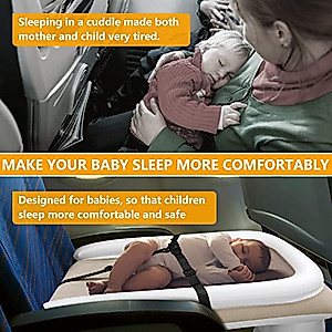 Eaersan Inflatable Toddler Airplane Bed Portable Toddler Travel Baby Bed for Airplane Car High Speed Rail Seat Infant Airplane Bed Included Inflatable Travel Bed Manual Pump Seat Belt and Travel Bag