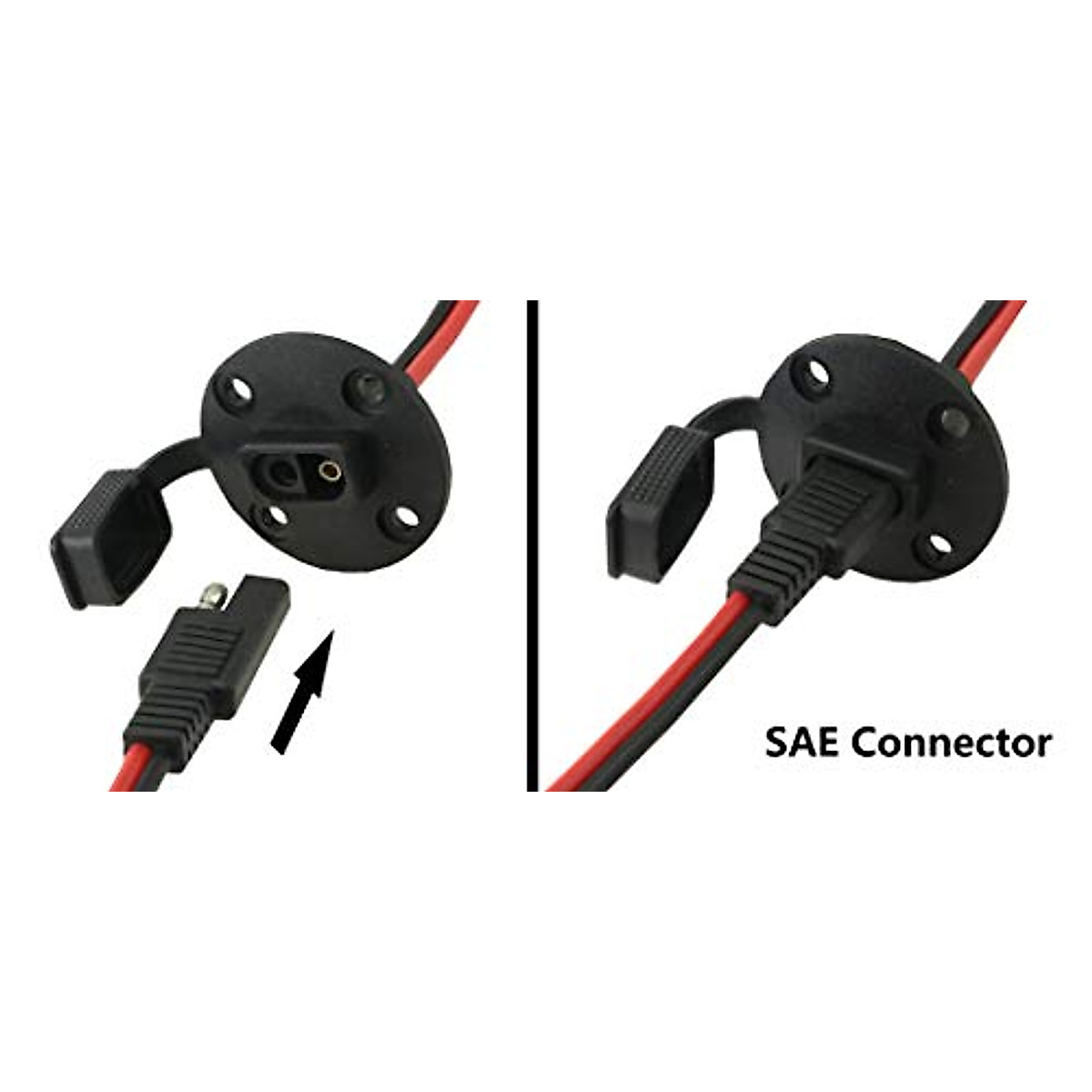 CERRXIAN 60cm 10 AWG SAE to SAE 2 Pin Quick Disconnect with Cap Power Automotive Panel Extension Cable with Screw Holes for Solar Panels Battrey