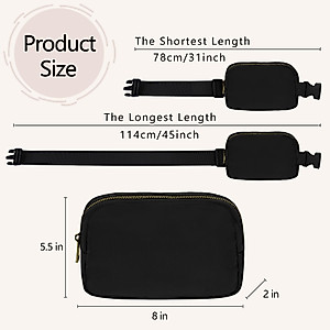 Frenou Fanny Pack For Women and Men Belt Bag Fashion Gift Waist Pack With Adjustable Strap For Travel Running Hiking Walking Black