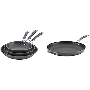 Circulon Radiance Hard Anodized Nonstick Frying Pan Set - 8.5 Inch, 10 Inch, and 12.25 Inch, Gray & 83906 Radiance Hard Anodized Nonstick Frying Pan - 14 Inch, Gray