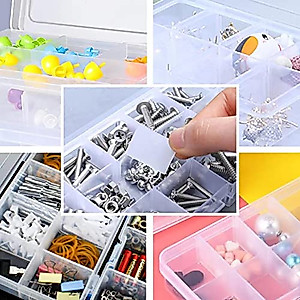 Aixubojch 5 Packs 8 Grids Clear Plastic Organizer with Adjustable Shelves,Jewelry, Craft DIY,Beads,Sewing,Hair Accessories,Thread,Fishing Tackle,Small Parts Compartment Storage Containers
