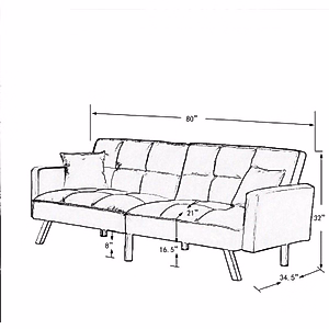 Legend Vansen 80'' Velvet Love seat Convertible Futon Two Pillows, Sleeper Couch with 3 Adjustable Backrests Sofa Bed, Large Sleeping Area Sofabed, Blue