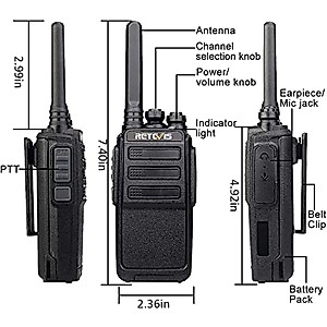 Retevis RT28 Walkie Talkies for Adults Long Range,Two Way Radios Rechargeable,Hands Free 2 Way Radio with Earpiece,for Worker School Security Restaurant(10 Pack)