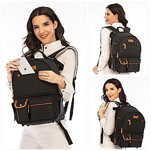 MOMIGO Breast Pump Backpack - Cooler and Moistureproof Bag Double Layer for Mother Outdoor Working Backpack with 13 Inch Laptop Compartment Fit Most Breast Pumps（Black）