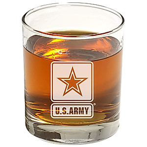US Army Whiskey Glass (Set of Two) – Army Engraved Exquisite Whiskey Glass - Gifts for Whiskey Lovers - Army Present for Retirement, Graduation, Birthday – Army Home Décor