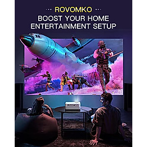[Upgraded 2023] Projector, 1080P Projector with WiFi and Bluetooth, 600 ANSI 18000 Lumens, ROVOMKO Outdoor Movie Projector, Two-Way Bluetooth 5.1, 4K LED Projector Home Theater, Carry Bag Included