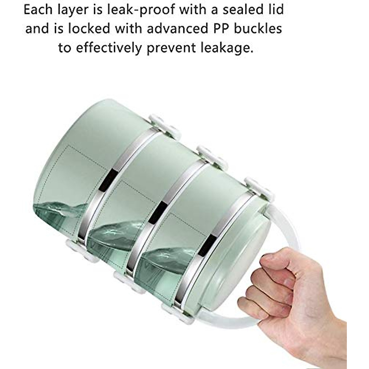 Bento Stackable Lunch Box Stainless Steel Thermal Compartment Multi-layered Leakproof Lunch Containers Insulated Bento Box, Thermal Compartment Lunch/Snack Box 3 tier Green