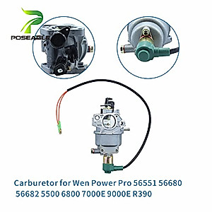 POSEAGLE P54804 Carburetor with P54392 Fuel Cock for WEN 56551 5500 Watt, WEN 56682 7000 Watt, WEN 56877 9000 Watt Generators
