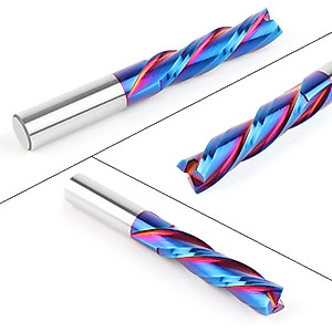 EANOSIC Downcut Spiral Router Bit Extra Long (4 inch) with 1/2 Inch Shank, 1/2 Inch Cutting Diameter Solid Carbide CNC End Mill Bits for Wood Carving, Plunge Cut (3-Flute)