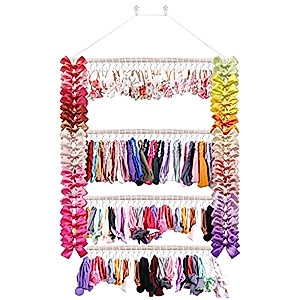 Large Headband Bow Holder for Girls,Huge Hair Accessories Organizer Storage Display with 96 pcs Hooks, Wall Hanging Decor for Toddler Nursery Room