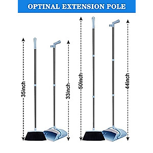 Broom and Dustpan Set for Home with Long Handle Upright 50'' Broom with Dustpan Combo Set Broom and Dustpan Set Heavy Duty Indoor Outdoor Broom for Kitchen Office Lobby Use