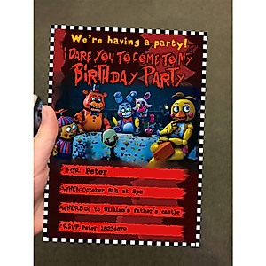 20 Set Fnaf Birthday Invitation Cards Bear Game Friends Invite Party Supplies Gift Card