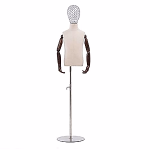 Tailors Dummy Mannequins Child Mannequin Tailors Dummy Model Adjustable Height Body Manikins Round Base Clothes Display Rack Window Display High-end People Table Clothing Store Dressform Mannequin