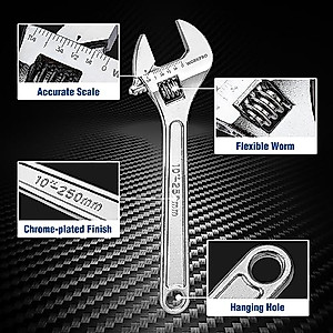 WORKPRO 4-piece Adjustable Wrench Set, Forged, Heat Treated, Chrome-plated (6-inch, 8-inch, 10-inch, 12-inch)