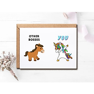 Other Boss Card - Thank You Card - Funny Unicorn Birthday Cards Gifts For Boss Women Men - Happy Boss's Day Card Gifts