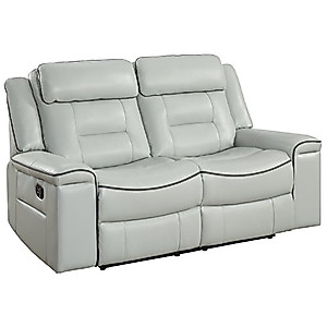 Homelegance Darwan 65" Leather Gel Double Reclining Loveseat, Light Gray
