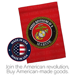 Breeze Decor Proud Boyfriend Garden Flag Armed Forces Marine Corps USMC Semper Fi United State American Military Veteran Retire Official House Banner Small Yard Gift Double-Sided, Made in USA