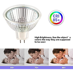 RuLEDne MR16 GU5.3 Halogen Bulbs 42W Dimmable Warm White 2800k, AC 120V GU5.3 Bulb, Non Flicker, 360 Beam Angle, Bright MR16 Halogen Light Bulbs for Home Lighting