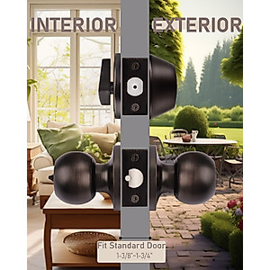 Exterior Deadbolt and Door Knob Set, Oil Rubbed Bronze Entry Door Locksets with Single Cylinder Deadbolt, 3 Pack Keyed Alike Door Lockset with Over 250000 Cycles