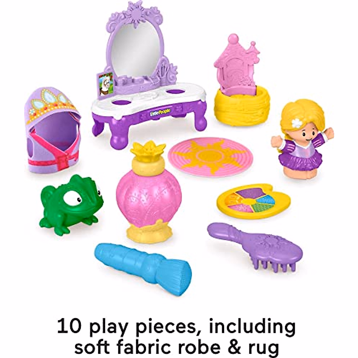 Fisher-Price Little People – Disney Princess Get Ready with Rapunzel, 10-Piece Pretend playset for Toddlers and Preschool Kids Ages 18 Months to 5 Years