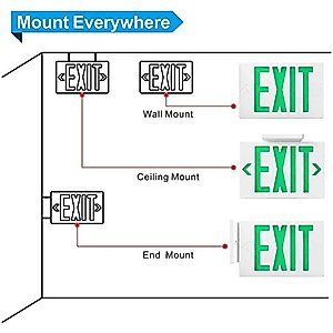 EXITLUX 8 Pack Green Led Emergency Exit Lights with Battery Backup-UL Listed 120V/227V Double Face- Exit Sign with Emergency Lights-Plug in Emergency Battery Lights
