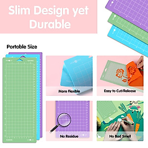 HTVRONT Strong Grip Cutting Mat For Cricut Joy - 3 Pack 4.5X12 Stronggrip Quilting Mats For Cricut Joy Bundle, Purple Adhesive Cutting Mats Replacement Accessories for Cricut