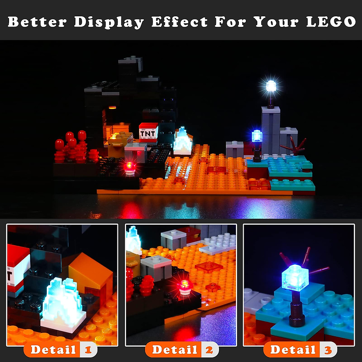 Xunsan LED Light Kit for Lego Minecraft The Nether Bastion 21185 Building Blocks, Lighting Kit Designed for Lego 21185 Set, Standard Version - NOT Included Lego Model