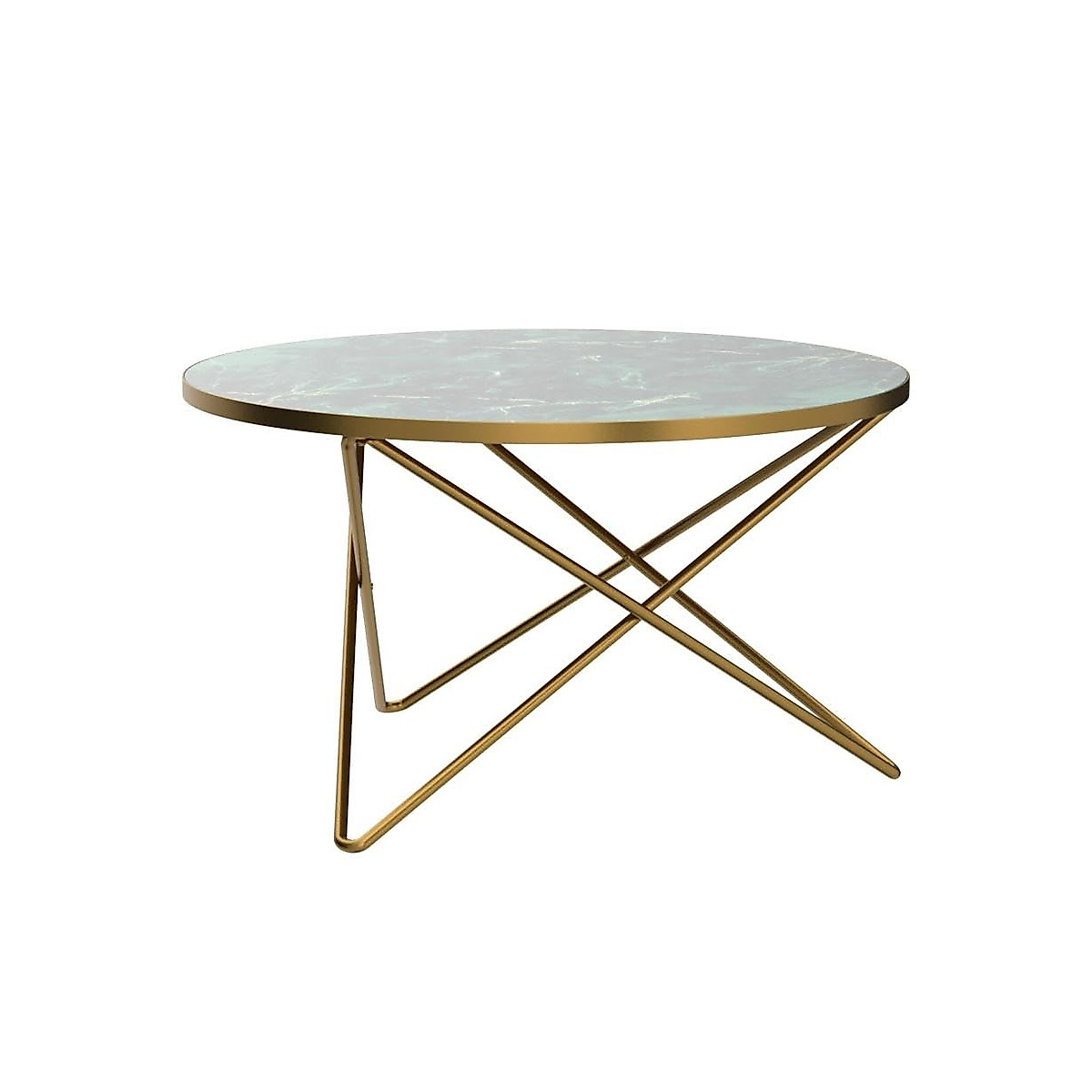 HLR Round coffee table with Green Faux Marble Top