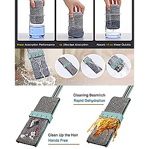 Microfiber Mop for Floor Cleaning-AYOTEE Hand Free Self Wringing Cleaning Floor Mop with 3 Washable Mop Pads, Dust Mop with 30pcs Floor Cleaning Slice
