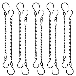 Fetanten Plant Hanging Chains, 10 Inch Metal Hanging Basket Chain with S Hook for Bird Feeders Lanterns Wind Chimes Billboards Photo and Indoor Outdoor Decorative (Black, 10 PCS)