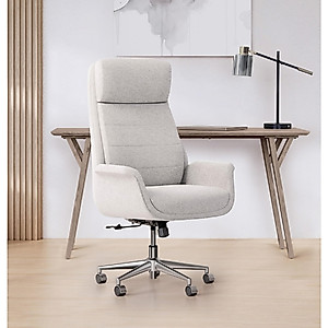 Realspace® Modern Comfort Pizana Bouclé Fabric High-Back Executive Office Chair, Light Sand/Brushed Nickel, BIFMA Compliant