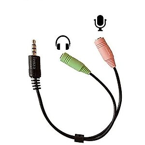 Smartphone / PC Combo Jack Mic & Headphone Splitter Adapter for iPhone, Tablets, PC, Laptop, Mac & Android Devices for YouTube, Vlog, Podcast, Video Chat