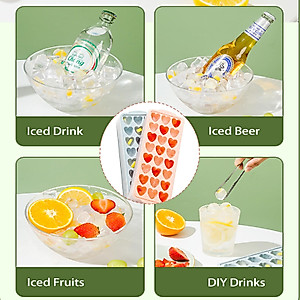 2 Pack Heart-Shaped Ice Cube Trays with lid and bin - 48 Holes Silicone Mini Heart Ice Cube Tray, BPA Free and Dishwasher Safe, Heart Shape Ice Cube Mold, Easy to Remove