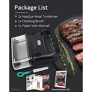HuaQue Meat Tenderizer Tool, Detachable 48-Blade Stainless Steel Steak Tenderizer Needles for Tenderizing Beef/Chicken/Pork, Dishwasher Safe, Cleaning Brush/User Manual/Recipe Ebook (PDF) Included