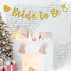 Halodete Bride to Be Banner, Mr & Mrs Wedding Banner, Bridal Shower, Engagement, Bachelorette Party Garland Bunting Decorations - Gold Glitter