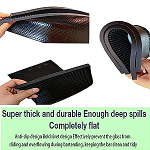 Bar Mat Spill Mat for Cocktail and Coffee Bar Set of 4 Nonslip Flexible Rubber Bar Service Spill Mat Barber Mats Dish Drying Mat (24" x 12"+18" x 12"+23" x 3"+12" x 6" Black)