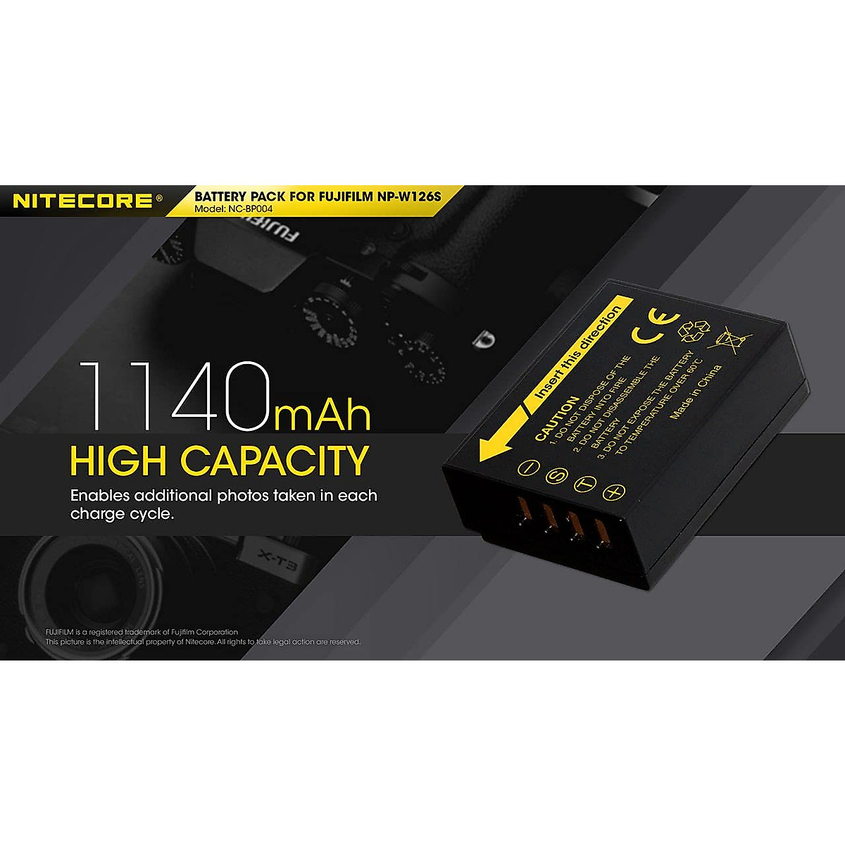 Nitecore FX1 2-Slot Digital Charger and NC-BP004 Battery Bundle Compatible with Fujifilm NP-W126 and NP-W126S Batteries