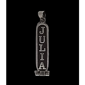 FAMA.store Customize Personalized pendant Egyptian Cartouche Necklace Oxidized Sterling Silver one Side Translate into Hieroglyphs Handmade in Egypt (1.75 inch (4-5 Letters))