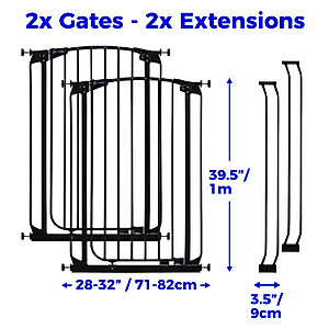Dreambaby Chelsea Extra Tall Auto Close Security Gate Value Pack with 2 Gates and 2 Extensions