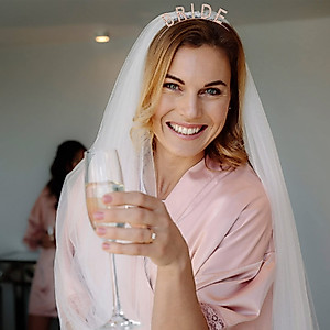 KICOSY Bride Tiara Birde Headband Bachelorette Party Favors Rhinestone Wedding Bridal Headbands Bridal Shower Decorations Bridal Shower Gifts Rose Gold