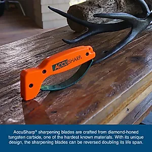 AccuSharp Knife Sharpener, Ergonomic Comfortable Handle, Compact & Easy to Use, Restore and Hone Straight & Serrated Knives, Blaze Orange