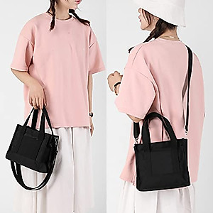 MINKARS Mini Tote Bag for Women Canvas Crossbody Purse, Black 9”