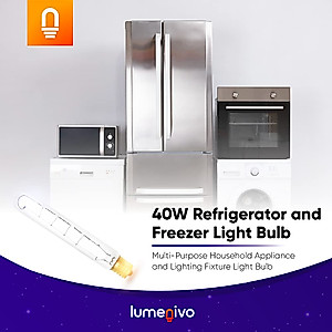 lumenivo 40 Watt 130 Volt T6.5 Refrigerator Light Bulb ー Replaces 40w 120v Freezer Light Bulb Subzero 500 Series Refrigerator Freezer ー Intermediate Base E17 ー Clear Incandescent Bulb ー 2 Pack