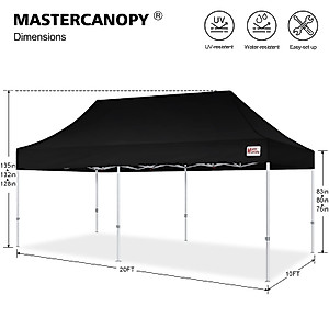 MASTERCANOPY 10x20 Premium Heavy Duty Pop Up Commercial Instant Canopy with Sidewalls(10x20 Black)