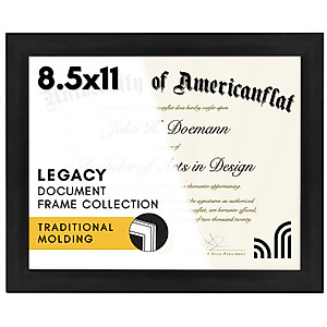 Americanflat 8.5x11 Diploma Frame in Black with Shatter Resistant Glass - Horizontal and Vertical Formats for Wall and Tabletop