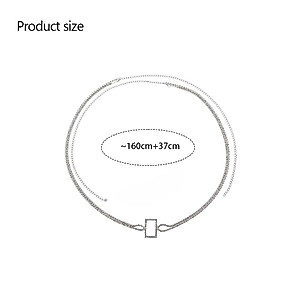 Jeweky Crystal Body Chain Rhinestones Back Necklace Silver Sparkly Body Jewelry Square Drop Back Necklace for Women